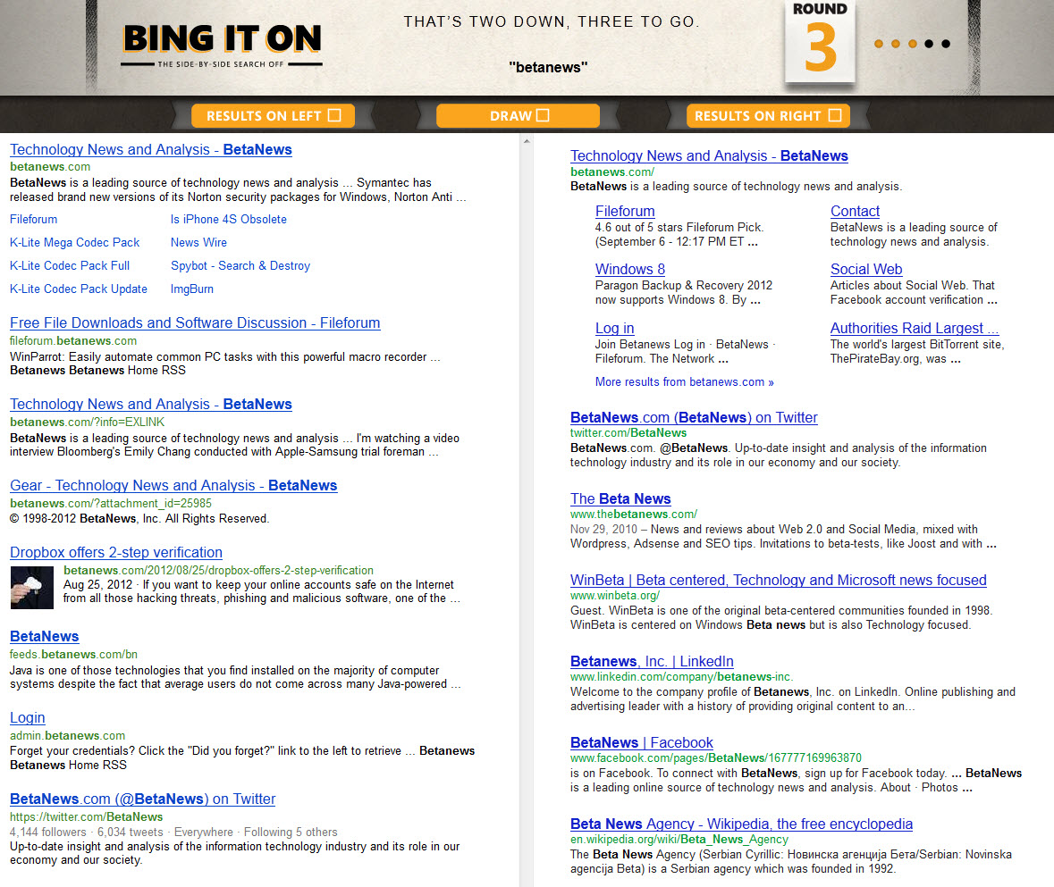 The quest for the best search engine: Bing It On - BetaNews