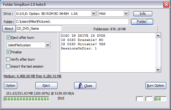 Folder SimpBurn is a fast, free and portable disc burner - BetaNews