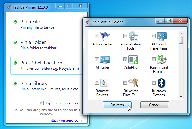 Taskbar Pinner lets you pin anything to the Windows 7 taskbar Taskbar Pinner lets you pin anything to the Windows 7 taskbar