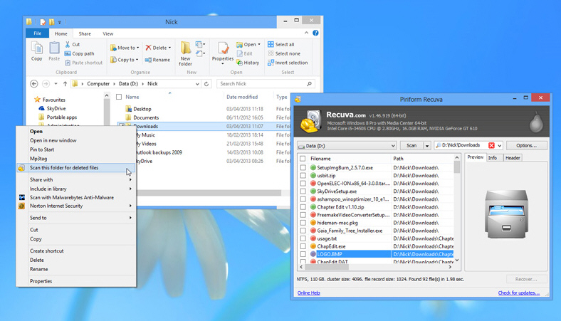 Recuva now lets you directly scan folders for deleted data - BetaNews