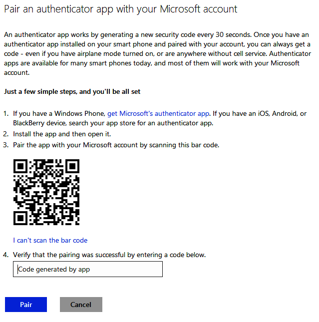 Set up two-step authentication for your Microsoft account on Windows ...