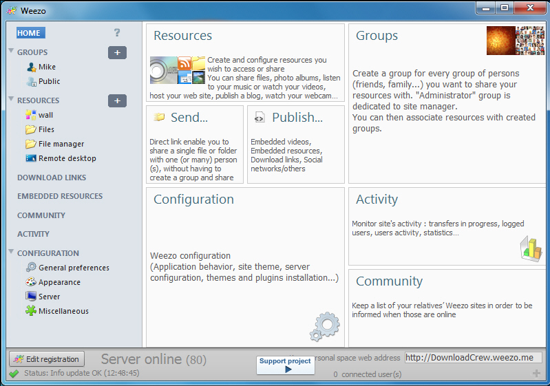 File sharing? Streaming media? Remote access? Blogging? Weezo does it ...