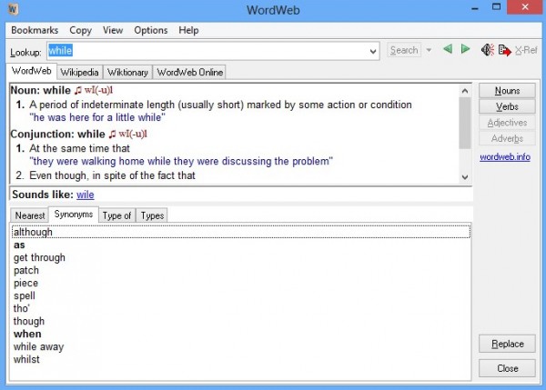 WordWeb 7 offers a universal dictionary, thesaurus, and spellchecker ...