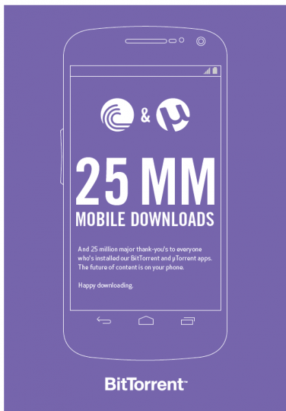 BitTorrent celebrates 25 million mobile downloads - BetaNews
