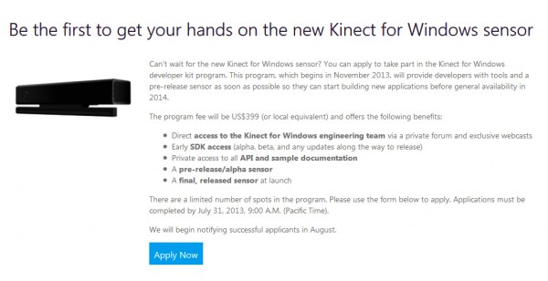 Developers can get the new Kinect for Windows sensor direct from ...