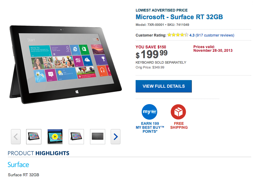 Best Buy to sell Microsoft's Surface RT for $199.99 - BetaNews