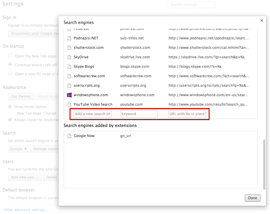 How to assign custom address bar keyword for Google Search query ...