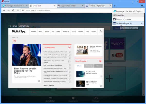 Opera 27 restores tab preview, fine-tunes navigation bar - BetaNews