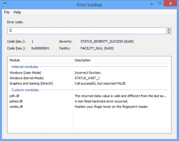 Error Lookup Converts Pc Error Codes To Text Descriptions