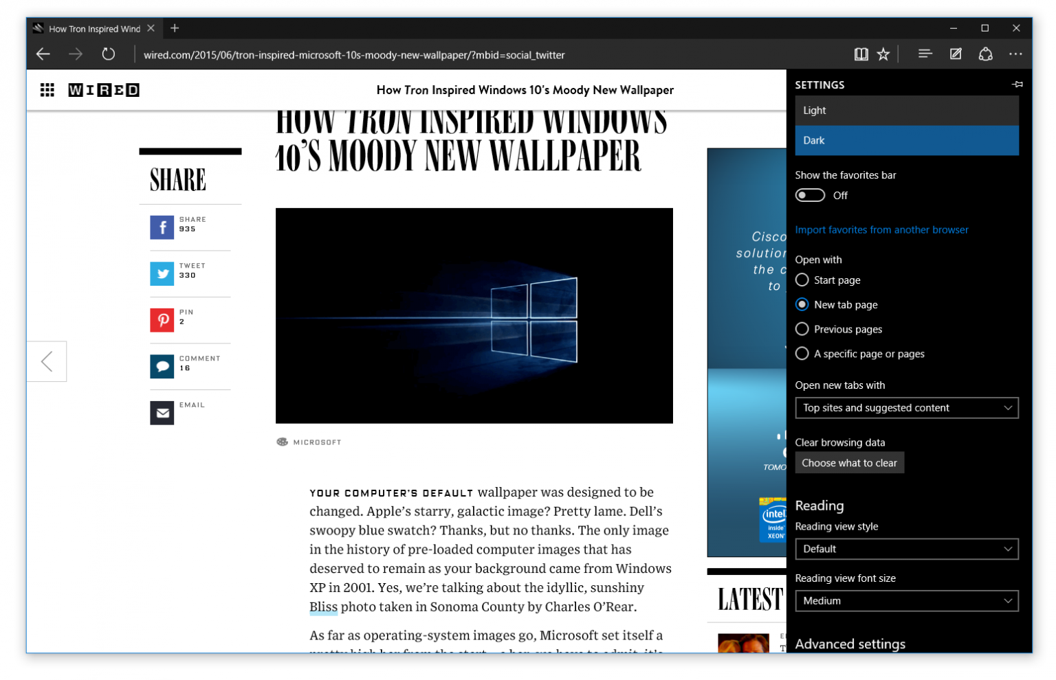 Windows 10 Build 10158 for PC featuring dark theme-laced Microsoft Edge ...