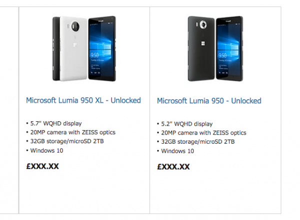 Microsoft (accidentally) reveals Lumia 950, Lumia 950 XL Windows 10 ...