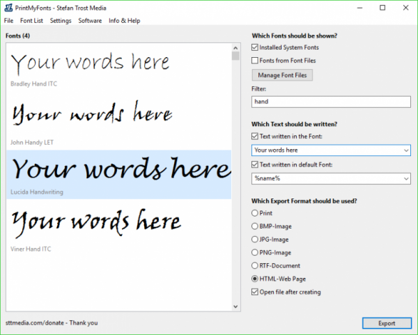 Browse, filter and display your fonts with PrintMyFonts - BetaNews