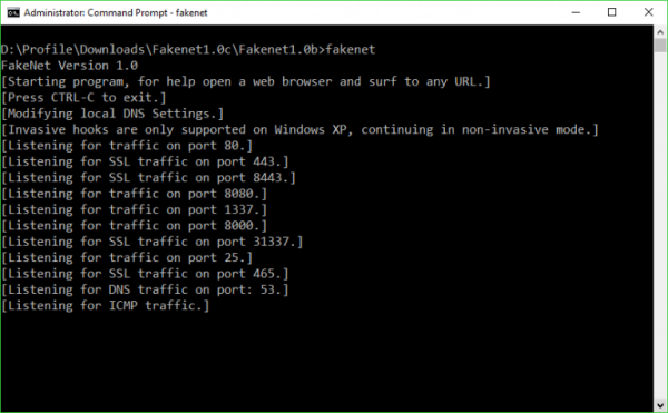 Discover what malware is doing online with FakeNet
