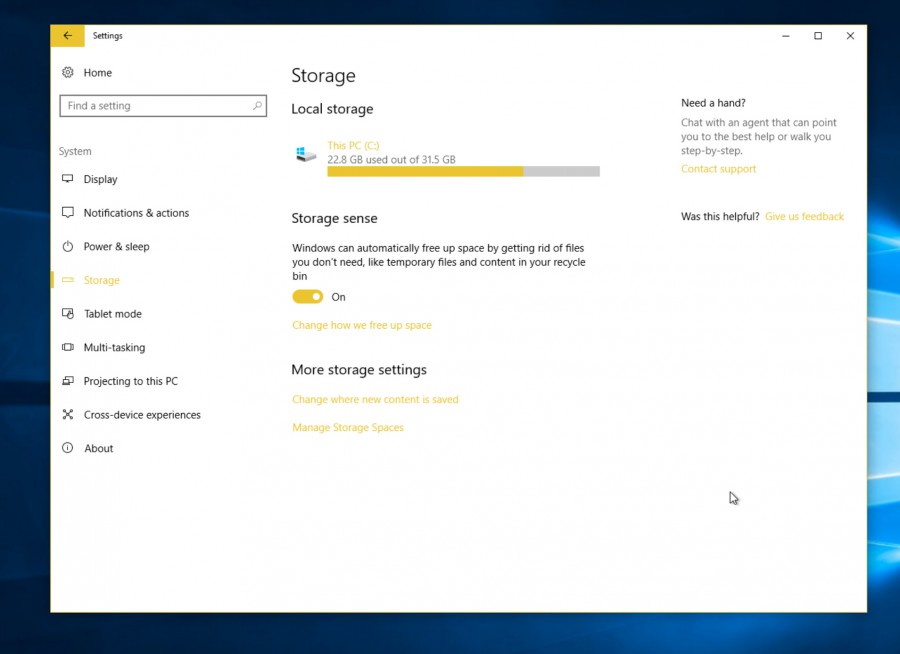 How to automatically free up disk space in Windows 10 Creators Update ...