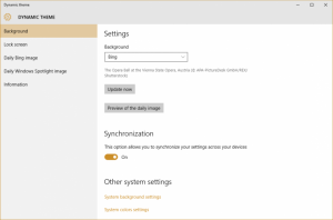 Dynamic Theme sets Bing or Spotlight images as your Windows 10 ...
