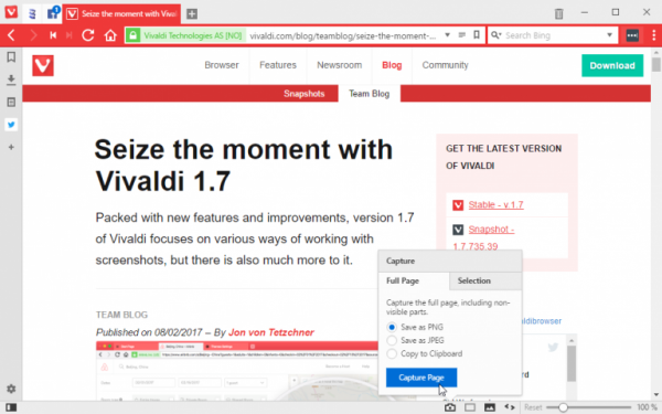 Vivaldi introduces flexible screenshot tool, universal mute option for ...