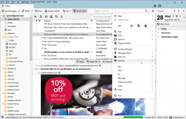 Thunderbird 68.0 revamps App Menu and options dialog, unveils 64-bit ...