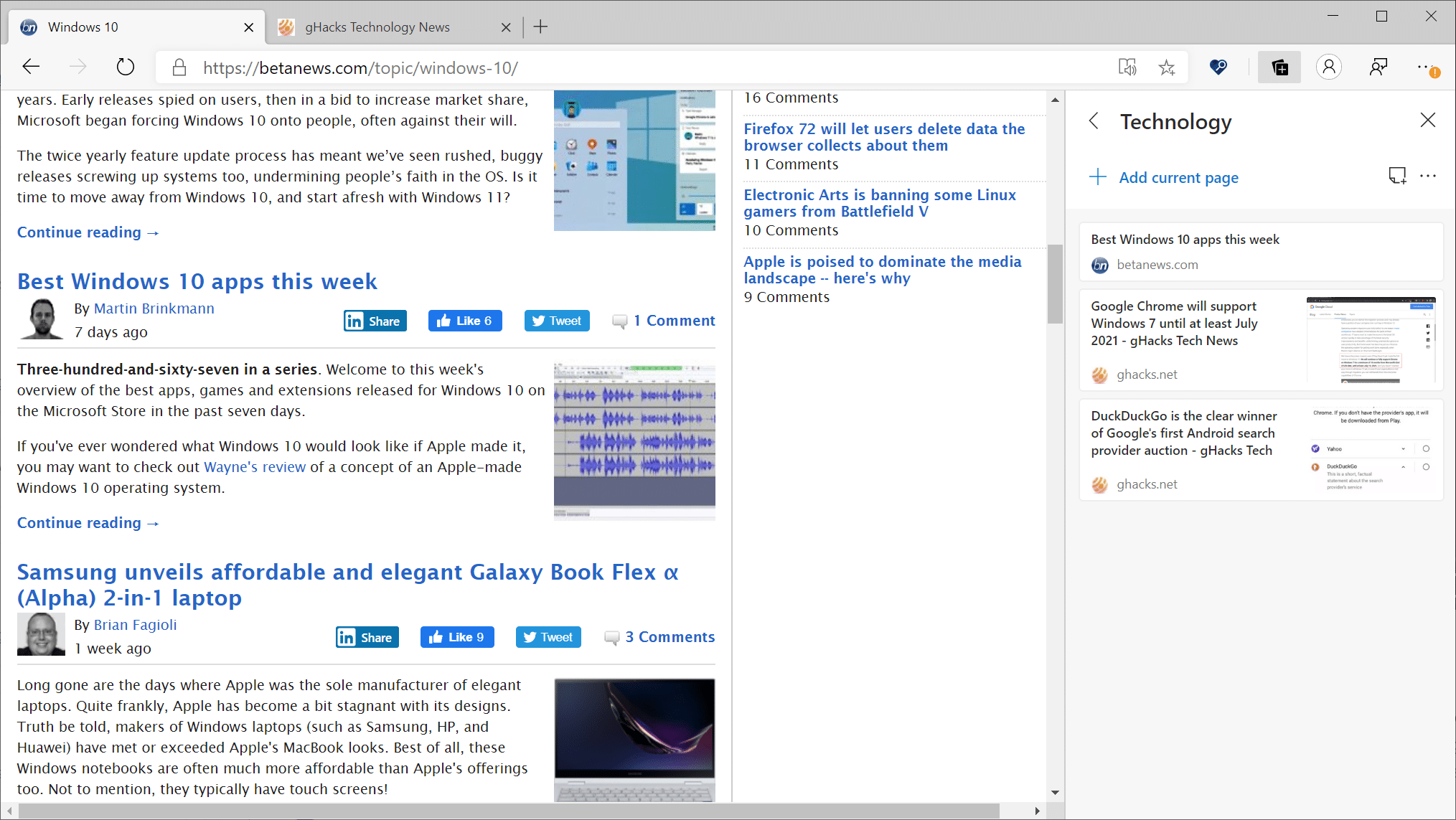 A look at new Microsoft Edge's Collections feature - BetaNews