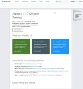 Google lets Android 11 Developer Preview page slip online