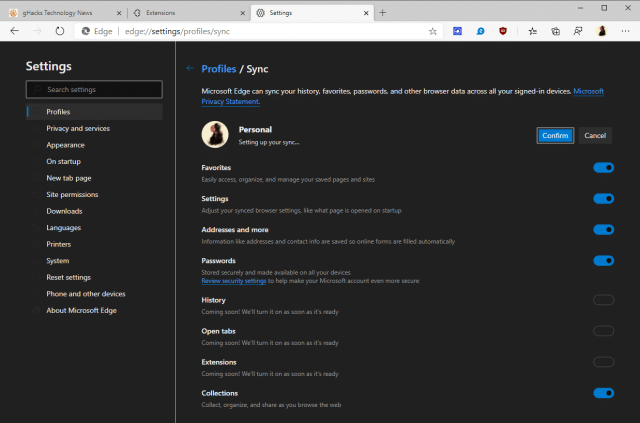 Edge users will soon be able to sync their extensions and collections ...