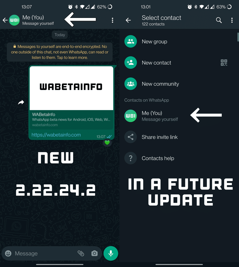Soon you will be able to send yourself messages on WhatsApp - BetaNews