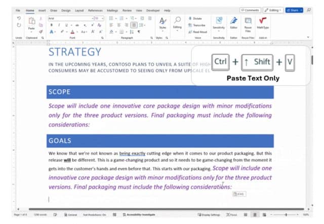 Microsoft Is Adding A New Keyboard Shortcut To Paste Unformatted Text 