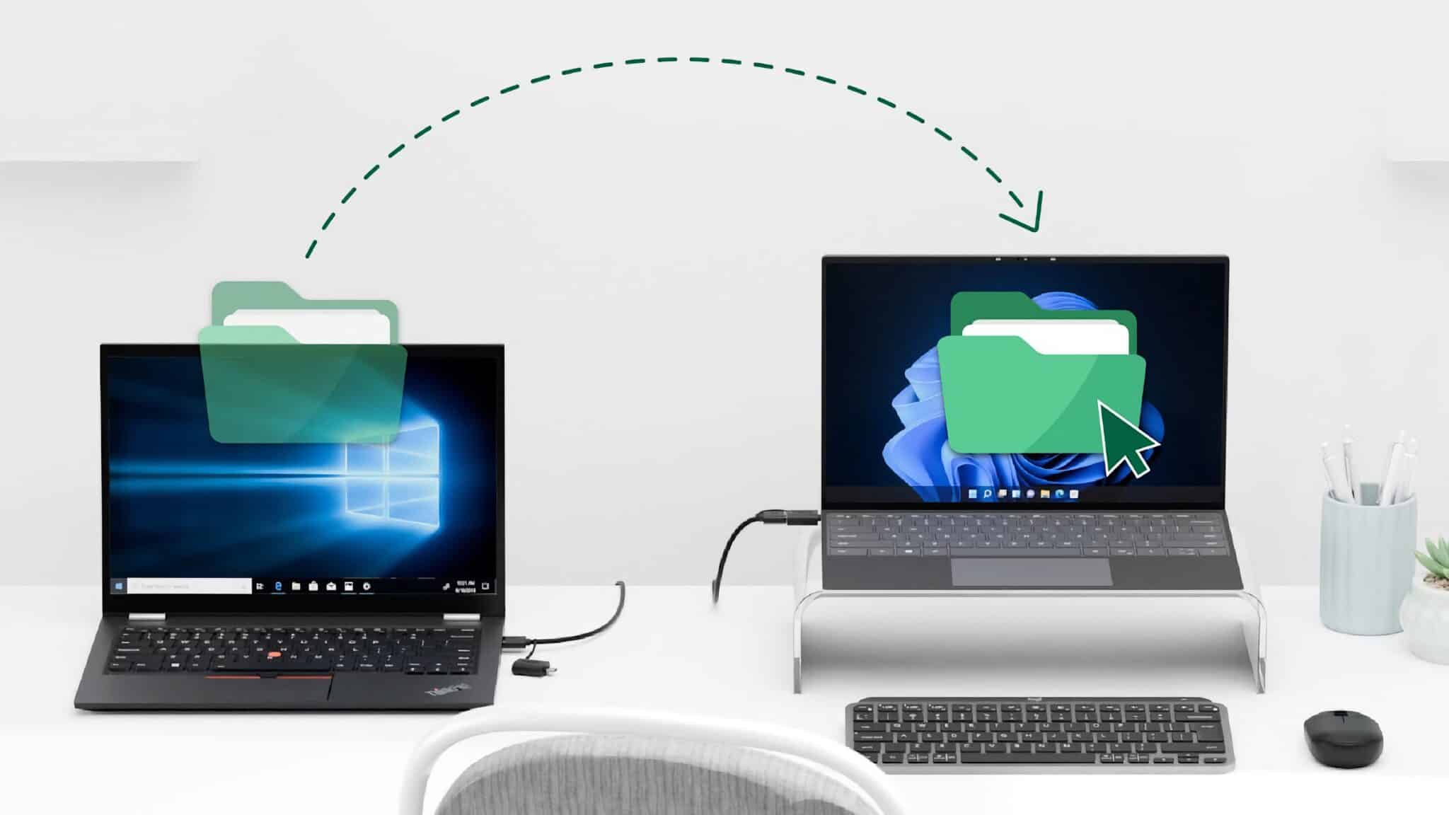 Plugable USBC-TRAN USB 3.0 Transfer Cable with USB-C Adapter is compatible with Windows XP ...