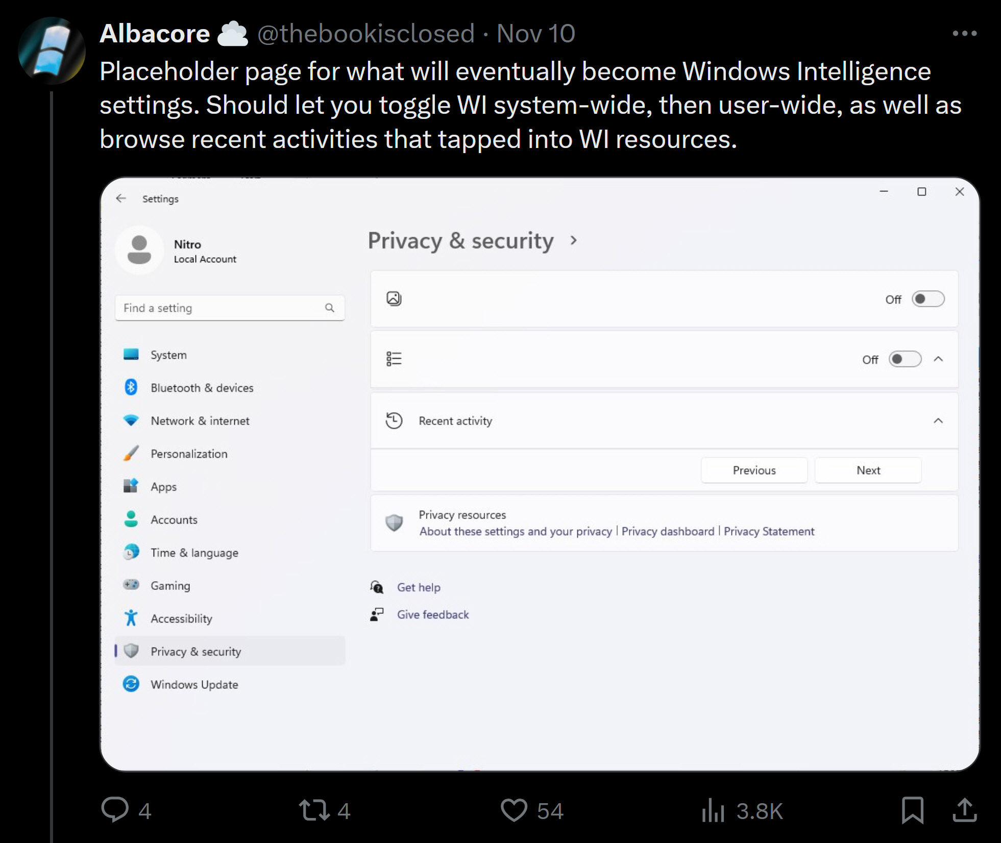 Microsoft’s answer to Apple Intelligence may be Windows Intelligence ...